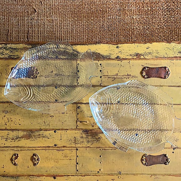 Vintage | Dining | Vintage Glass Fish Dish Glass Serving Platter Fish ...